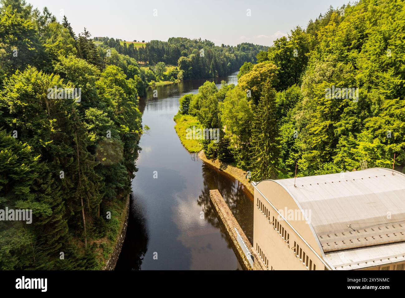 View down river from Pastviny dam in the Czech Republic Stock Photo - Alamy