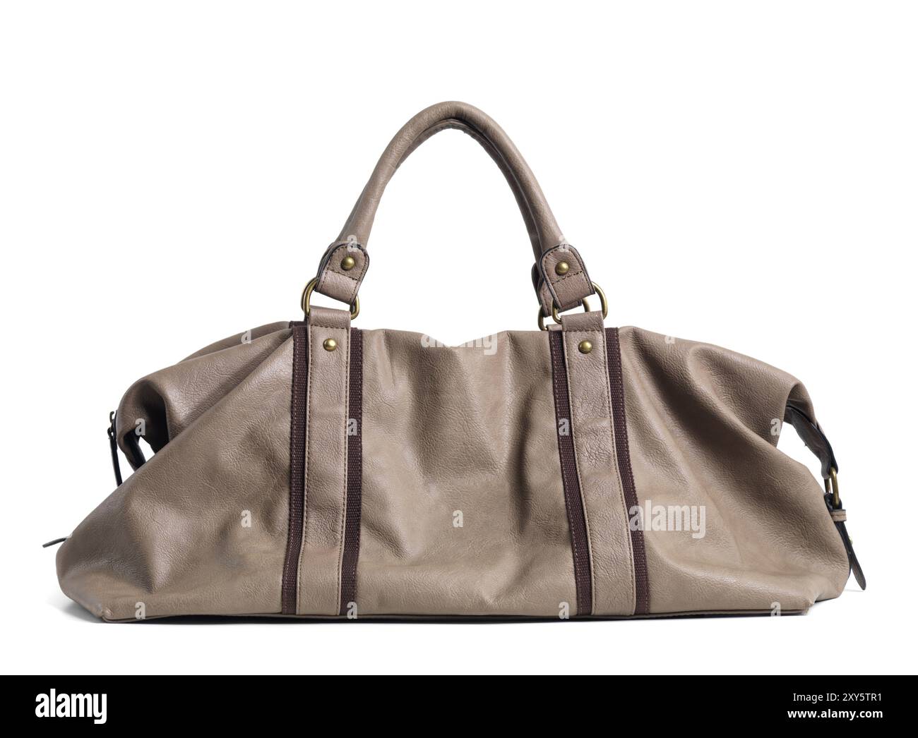Beige leather womans handbag isolated on white background Stock Photo ...