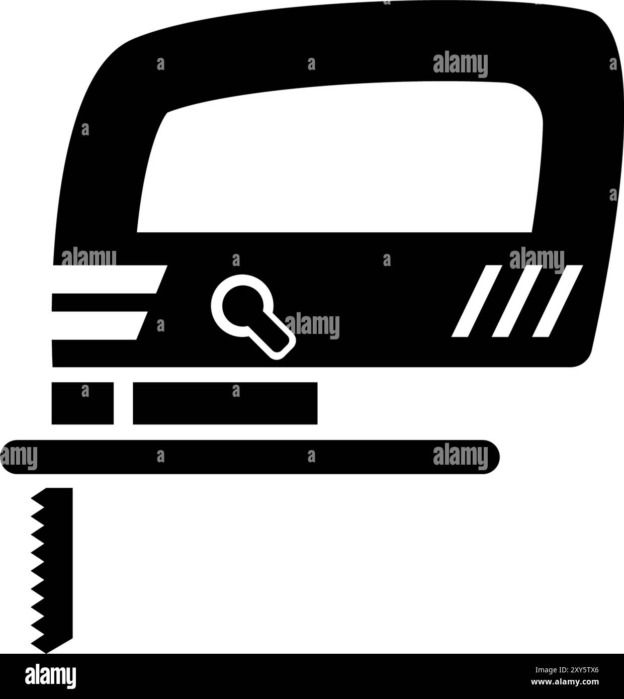 Black silhouette of an electric jigsaw tool used for cutting various ...