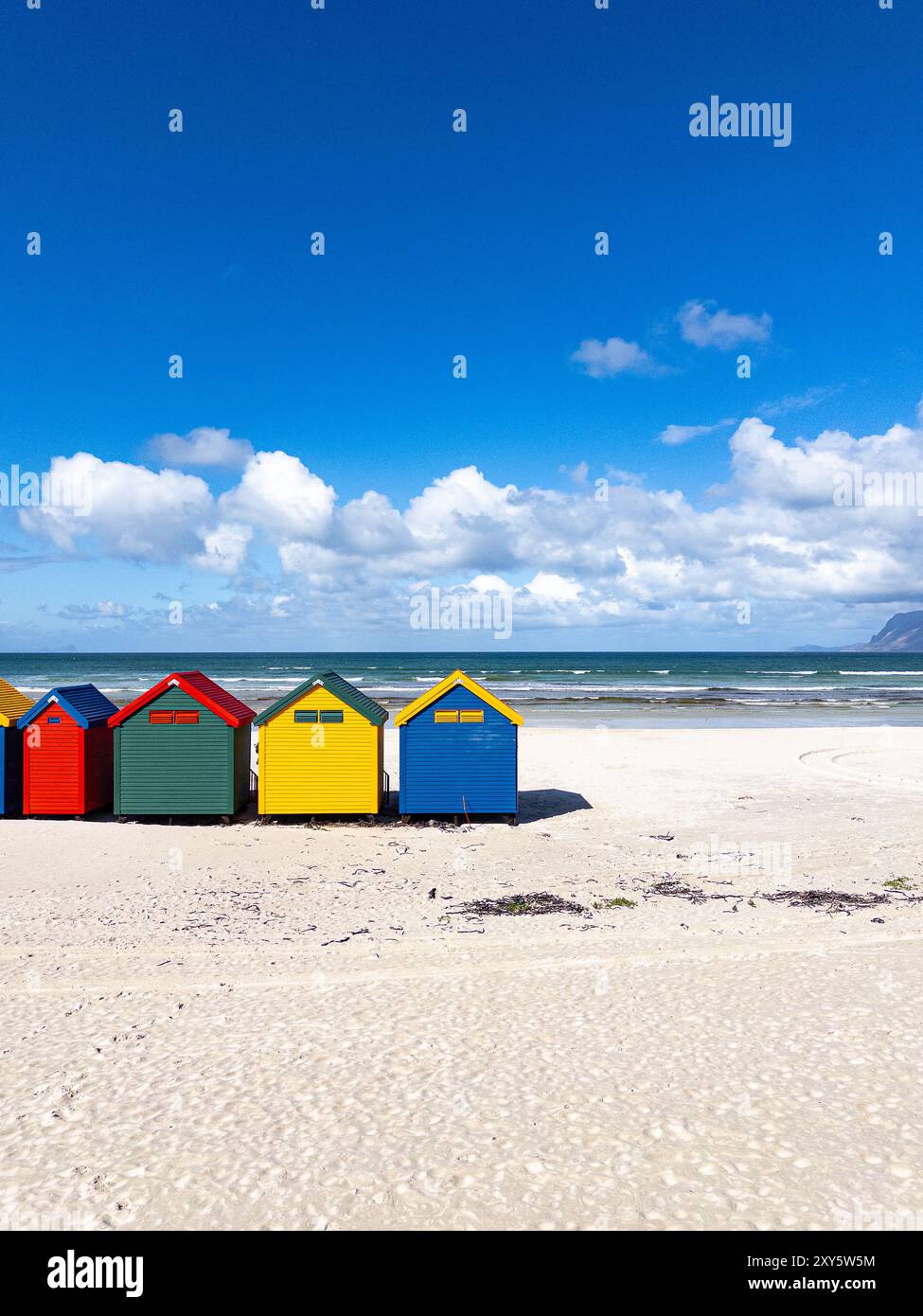 The iconic Muizenberg Beach huts for people to change in and out of ...