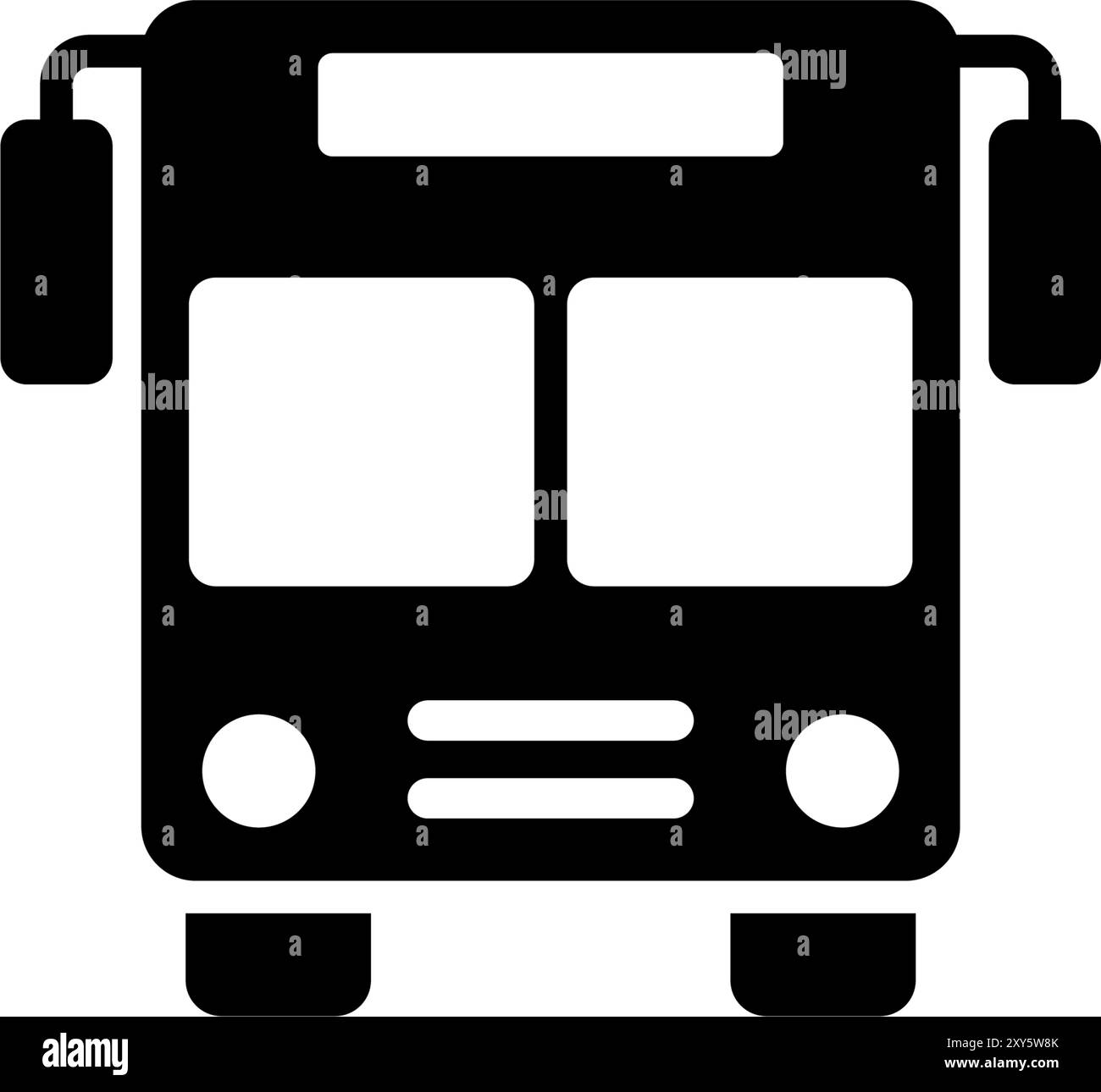 Black vector icon depicting a front-facing bus, ideal for digital ...