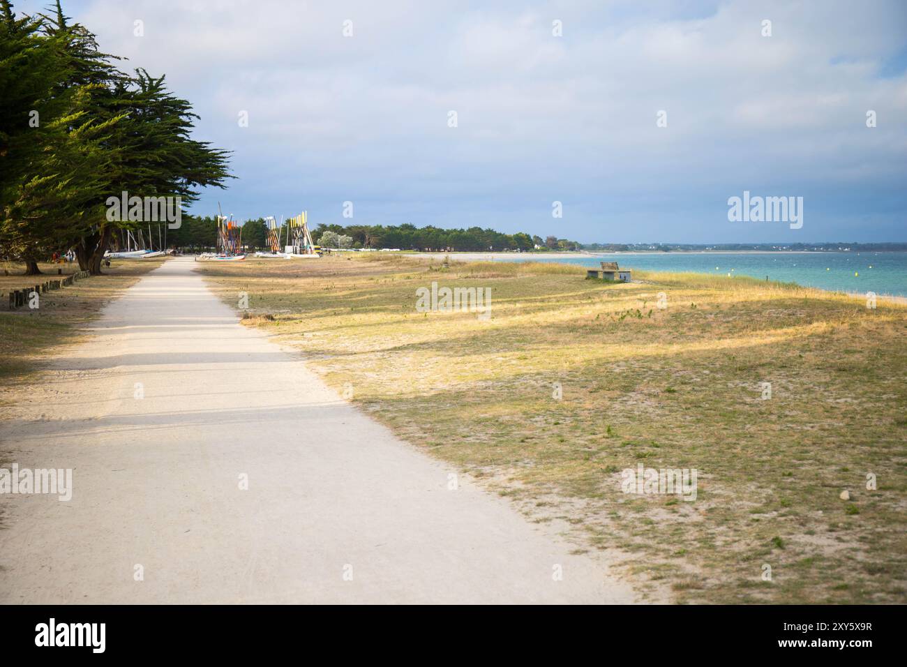 Afternoon view of the Grand Plage beach in the charming village of Ile ...