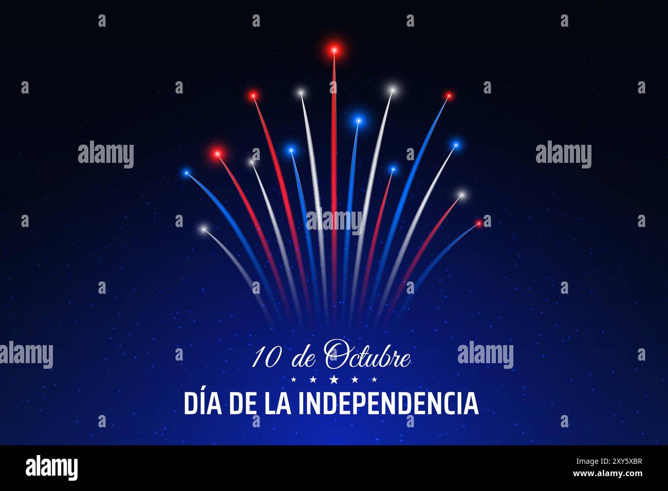 October 10th, independence day cuba, cuban flag fireworks on blue night ...