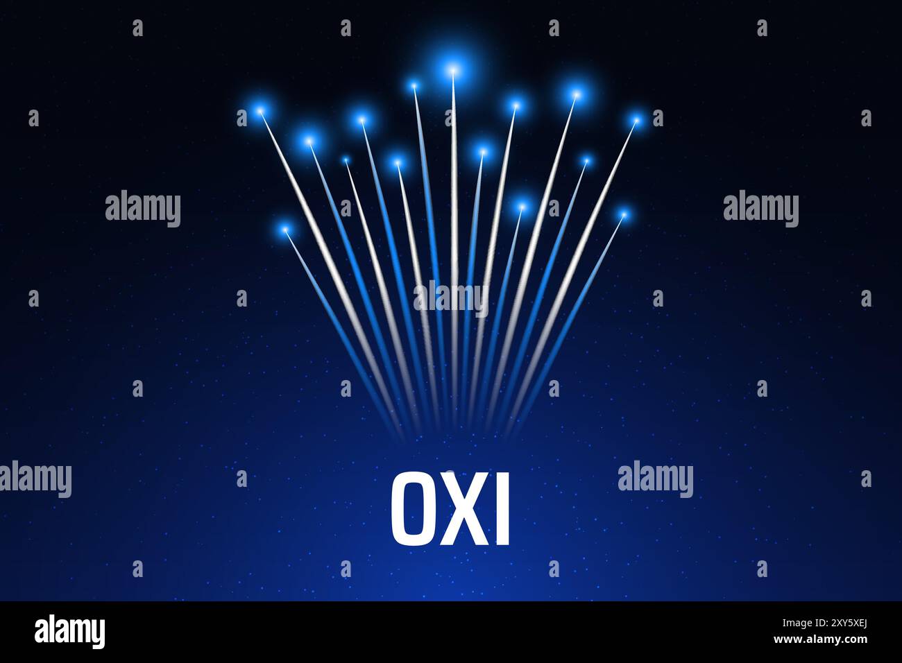 October 28, greece ohi day, bright greek fireworks flag on blue night ...