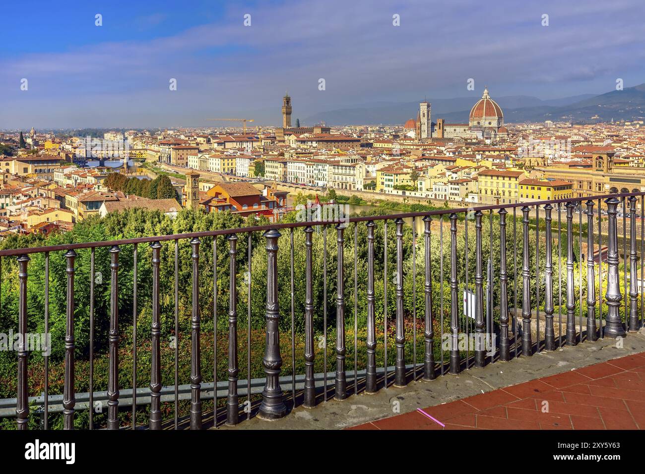 Florence, Italy viewpoint at Piazzale Michelangelo view, Duomo dome and ...