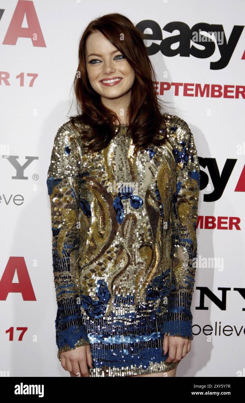 Emma Stone at the Los Angeles premiere of 'Easy A' held at the Grauman ...