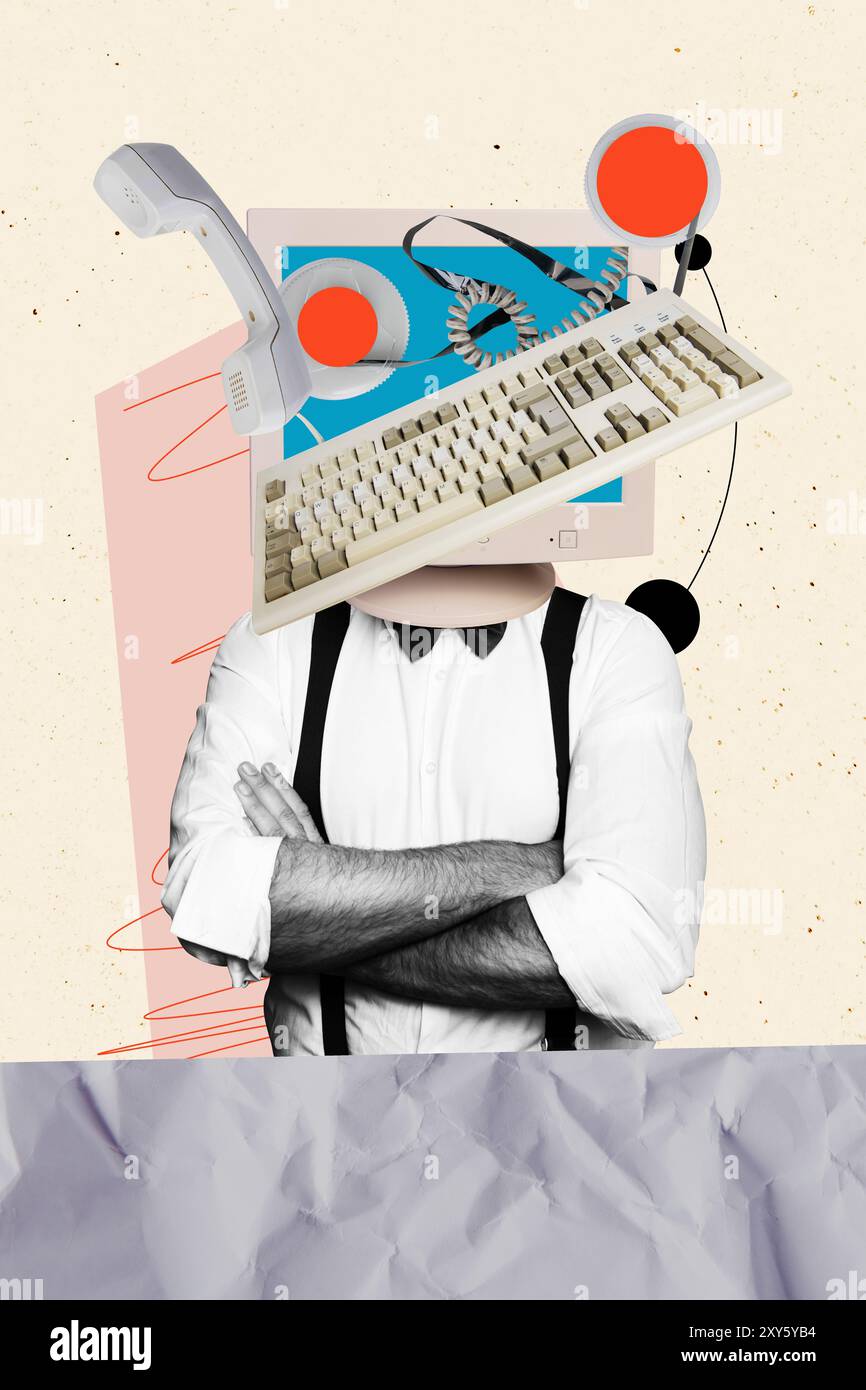 Composite trend artwork sketch image collage of young man headless ...