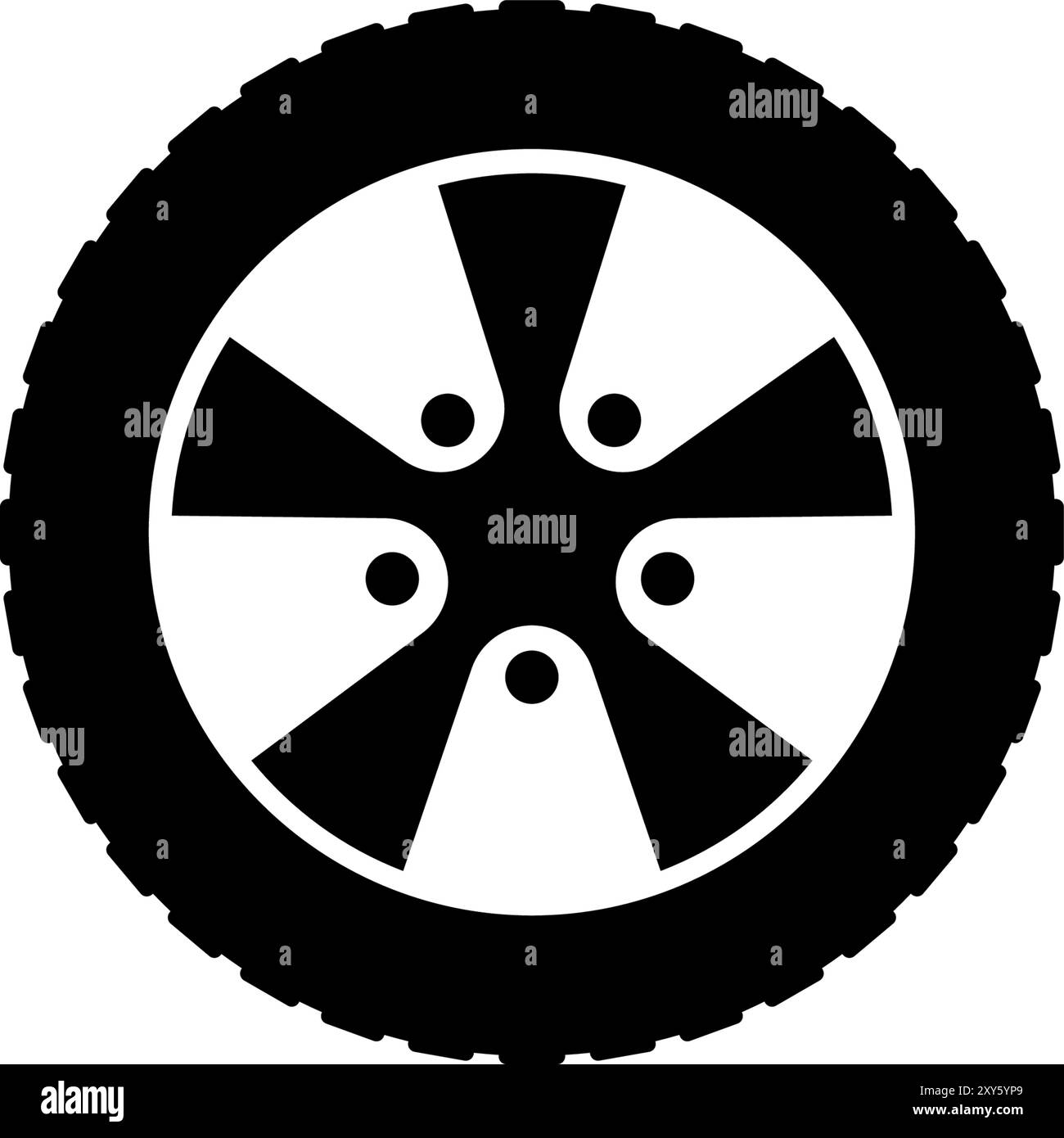 Black vector icon featuring a five-spoke car wheel design Stock Vector ...