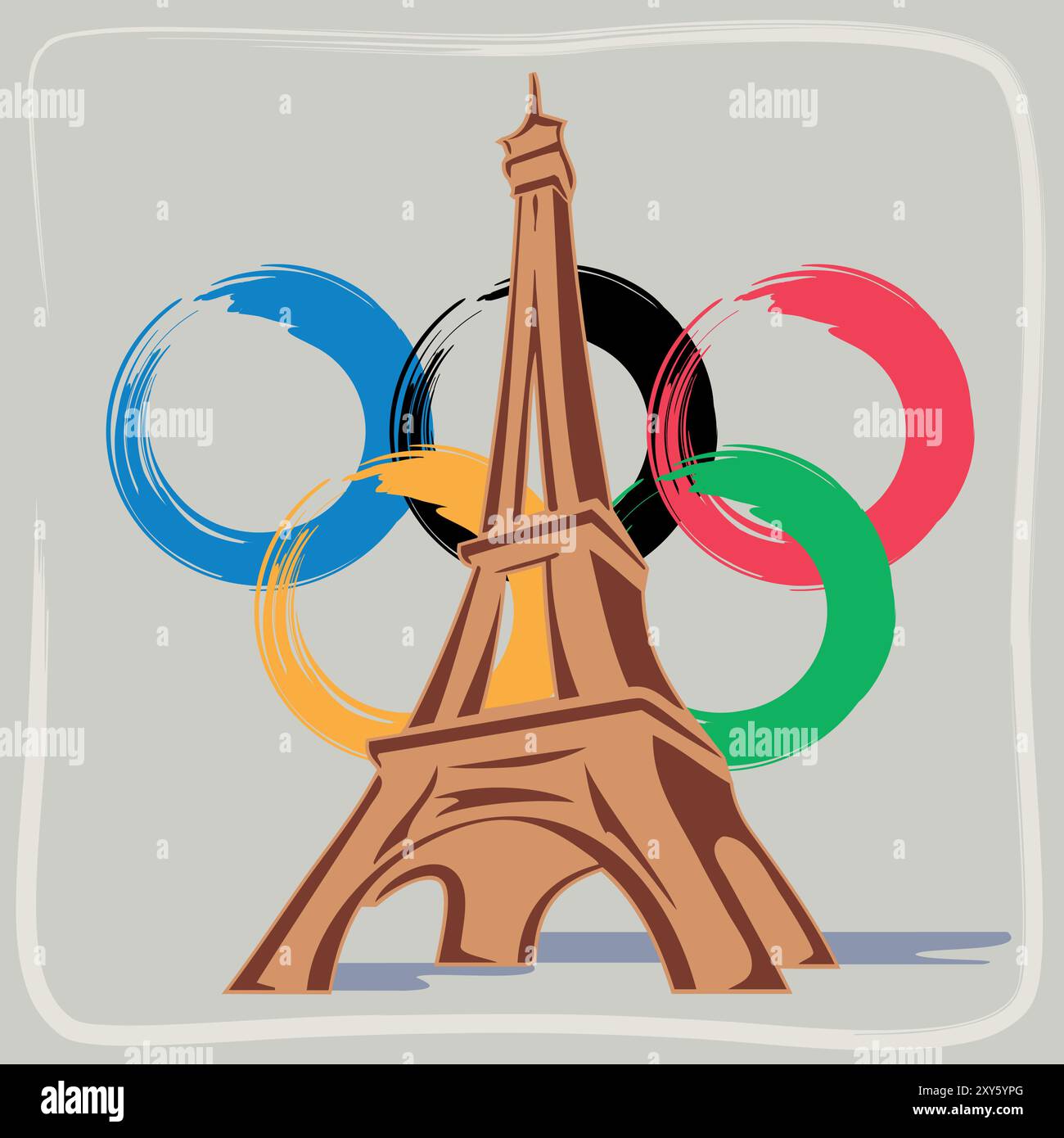 Illustration Hand-Drawn Eiffel Tower Paris Architecture Historic ...