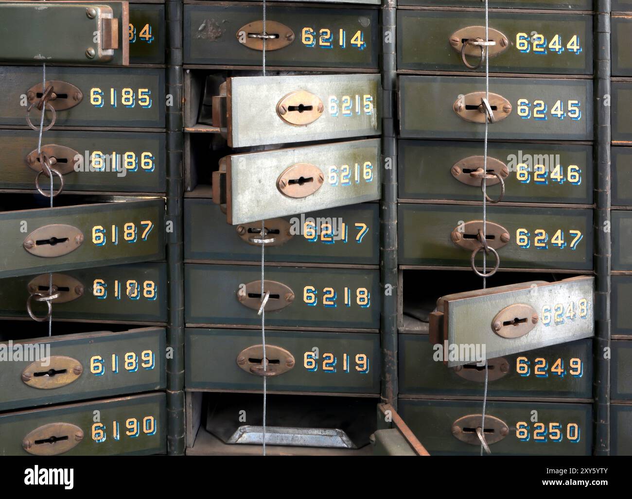 Safe deposit boxes in a bank Stock Photo - Alamy