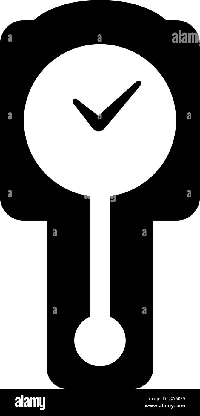 Classic pendulum wall clock icon in black and white. Ideal for vintage ...