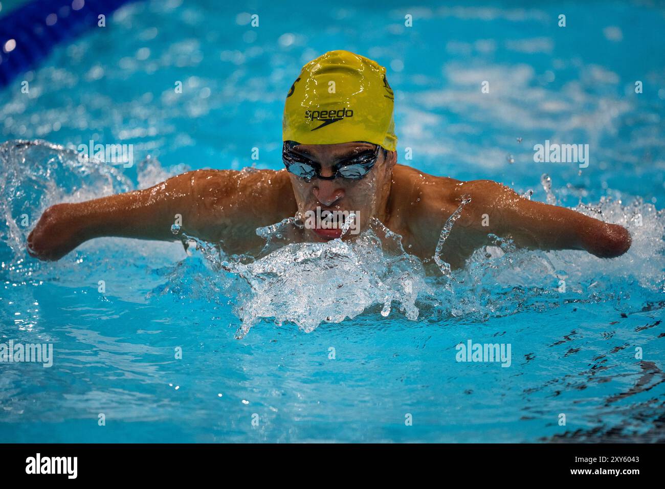 Paralympic swimmer Ahmed Kelly, of Australia, during a training session ...