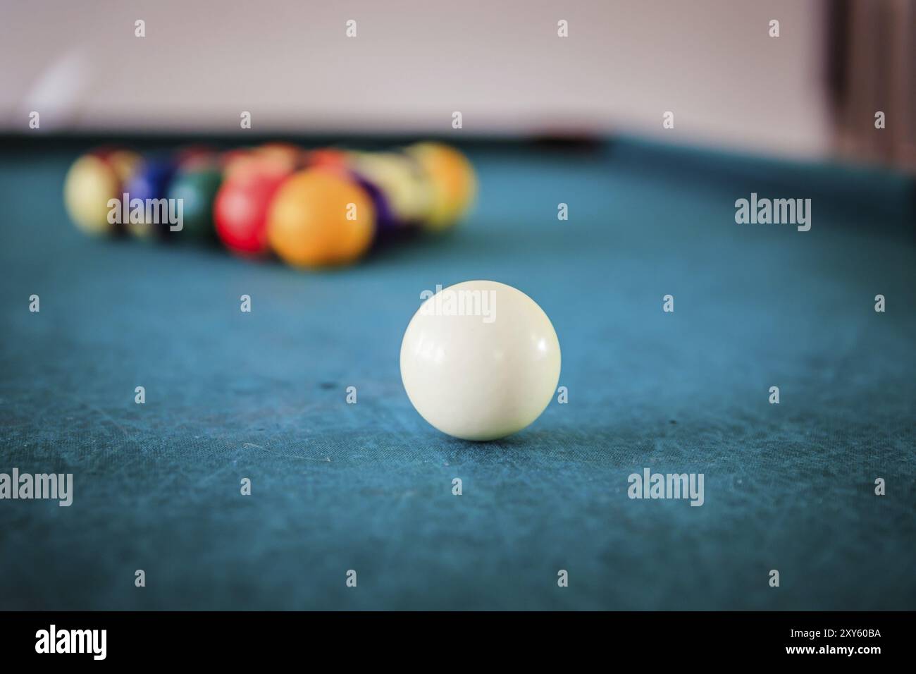 Billard balls and table in a bar Stock Photo - Alamy