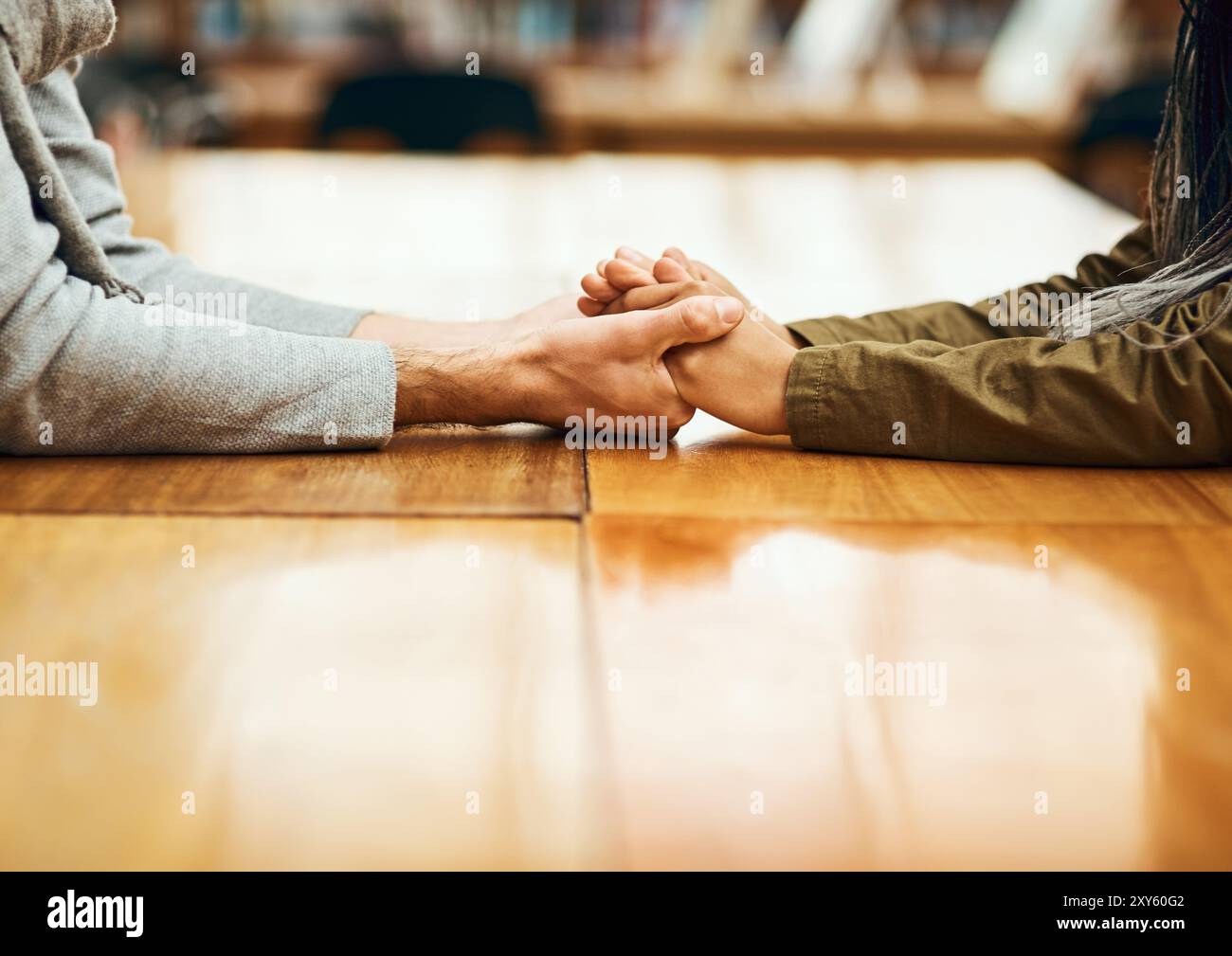 Holding hands, students and praying together for study, faith and ...