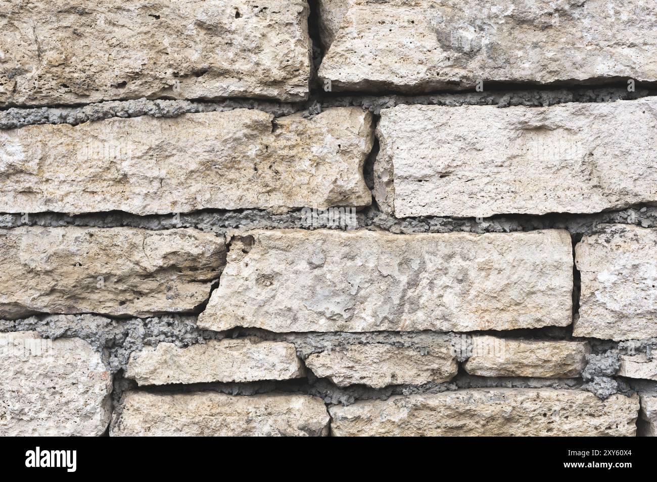 Close-up textured background is an irregular natural stone wall made of ...