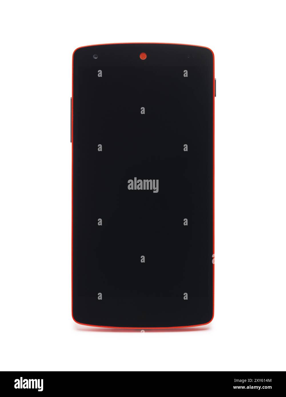 Google Android LG Nexus 5 red phone with blank screen isolated on white ...