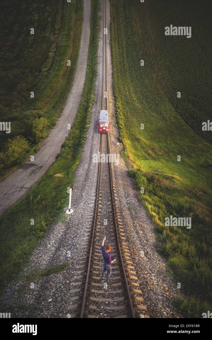 Train front facing hi-res stock photography and images - Alamy