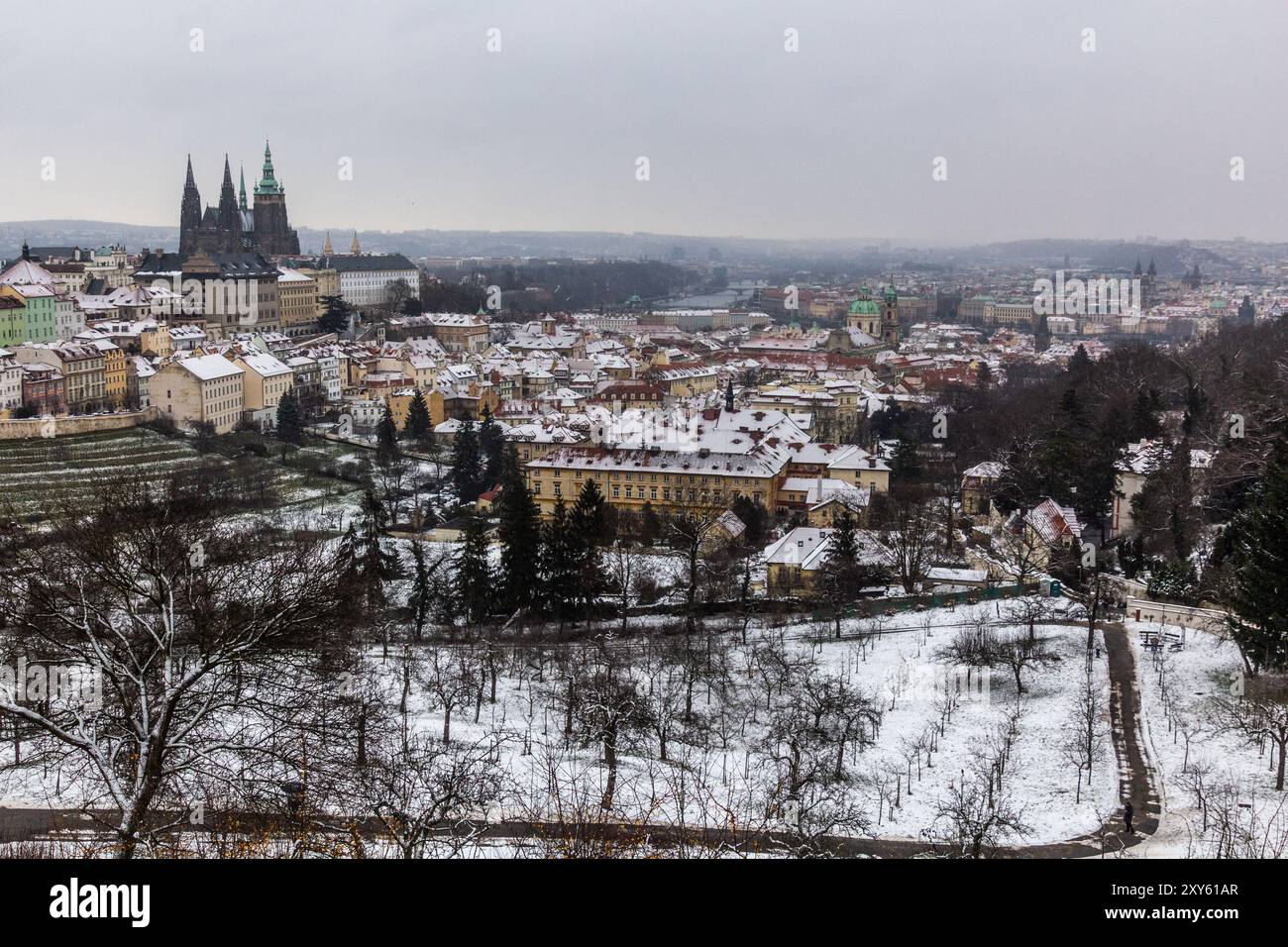 Winter view of St. Vitus cathedral and the Lesser Side in Prague, Czech Republic Stock Photo - Alamy