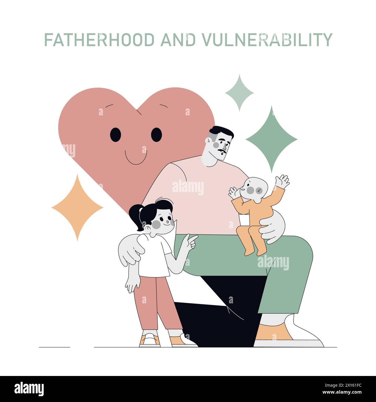 Male vulnerability concept. Illustration captures tender moments ...