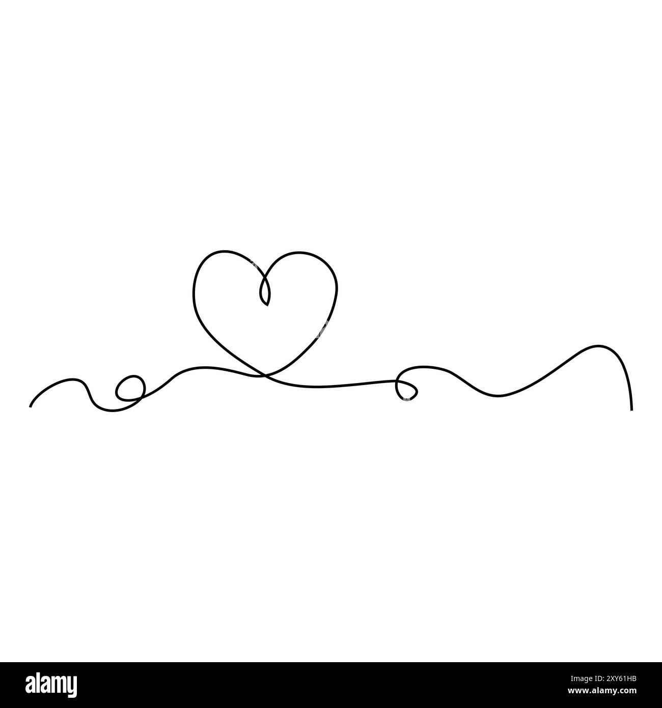 Continuous single line drawing heart valentine's day love vector ...