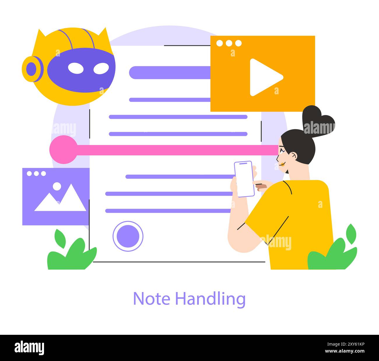 Mobile AI concept. A user interacts with an artificial intelligence app for task management on ...