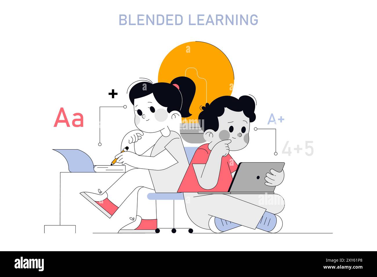 Two students engaged in Stock Vector Images - Alamy