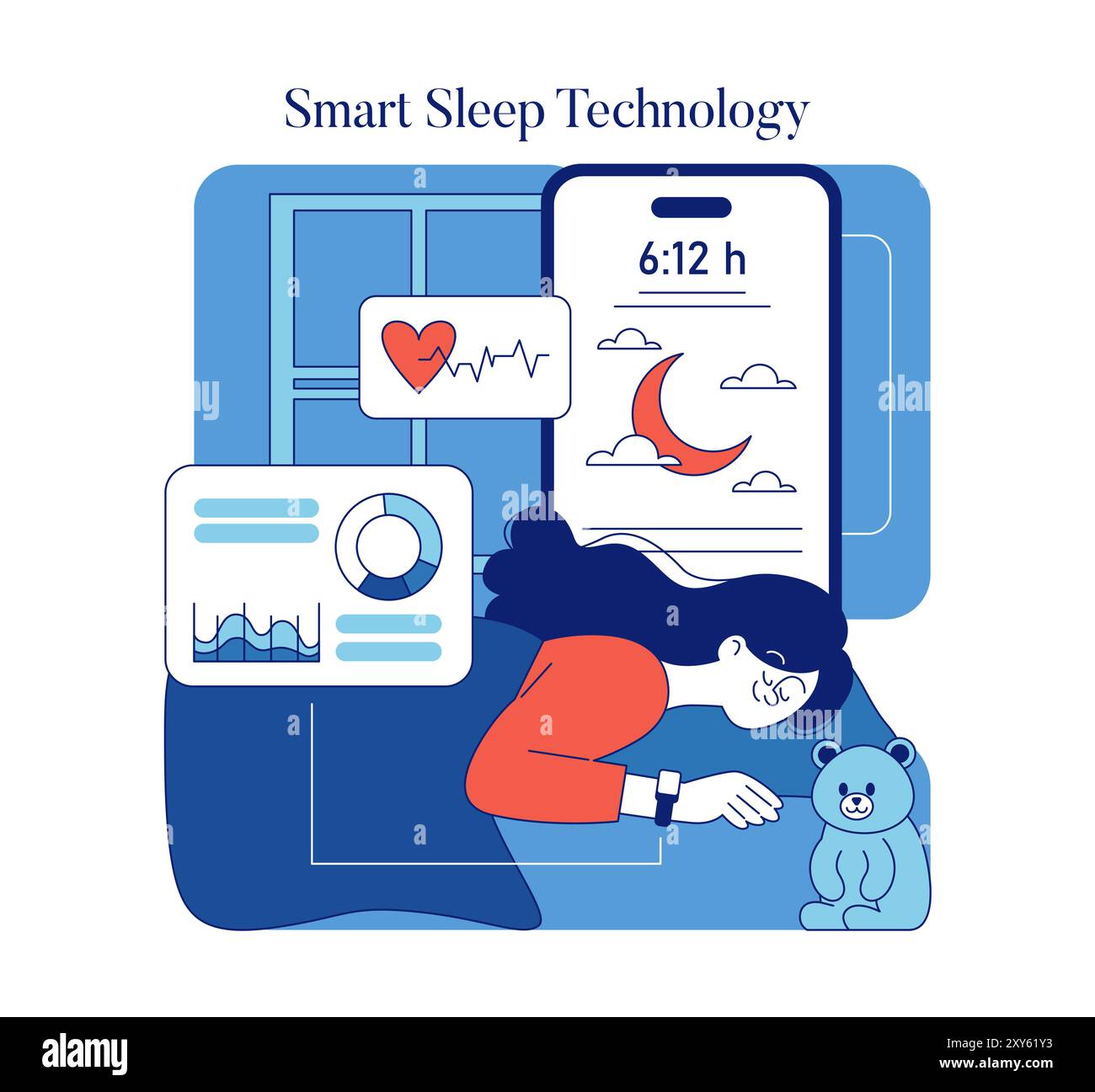 Sleep moon woman illustration clouds Stock Vector Images - Alamy