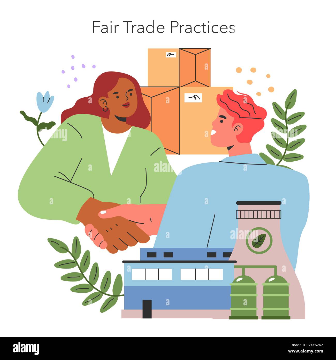 Ethical Cosmetics concept. Two professionals shake hands, endorsing ...