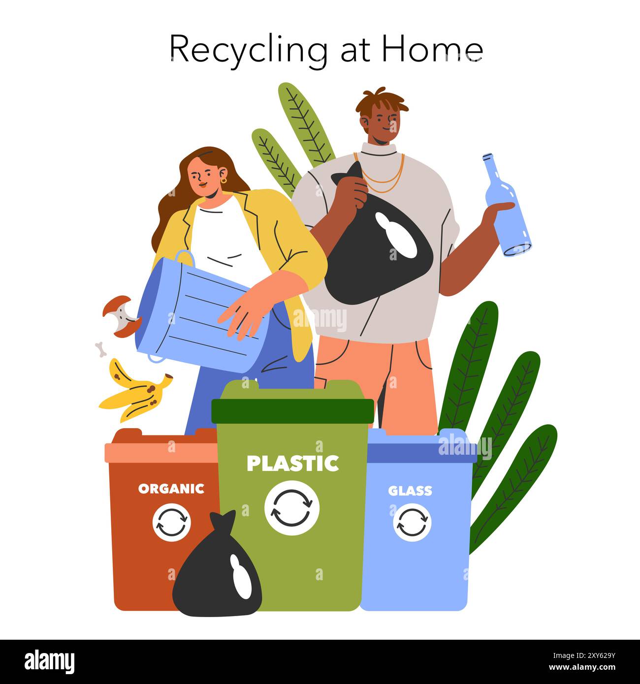 Sustainability Lifestyle concept. Two people engaging in household ...