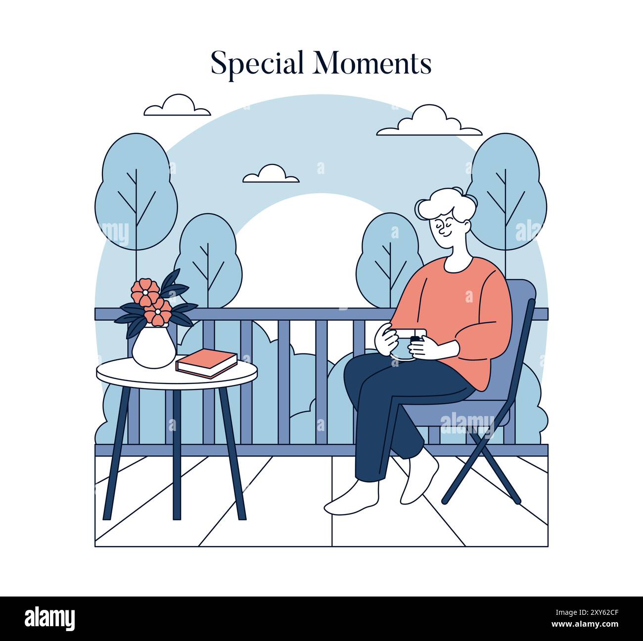 Coffee break on balcony Stock Vector Images - Alamy