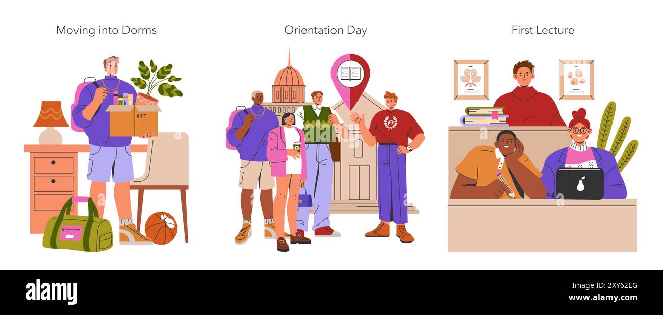 First day university moving Stock Vector Images - Alamy
