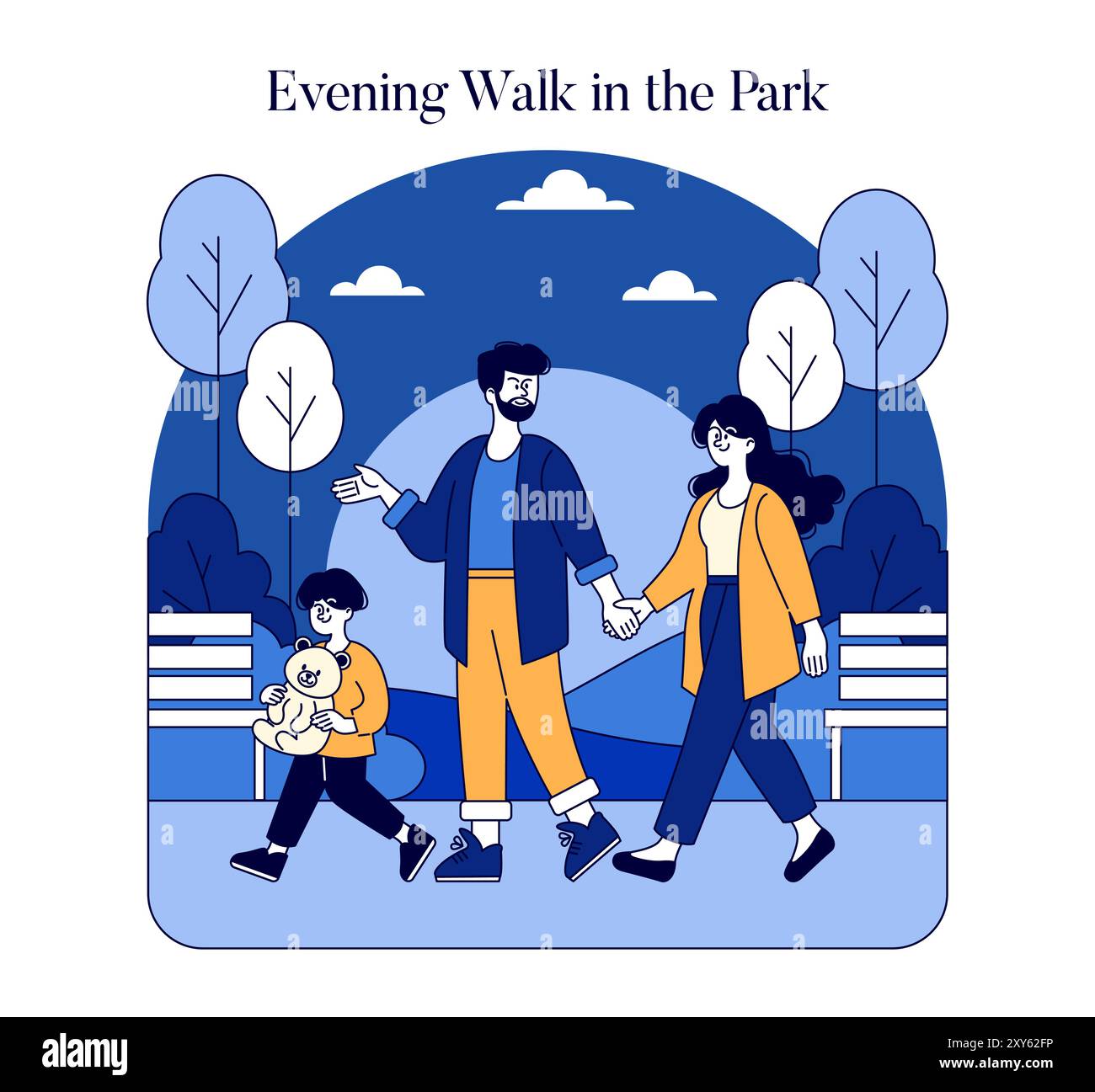 Family enjoying in tranquility Stock Vector Images - Alamy