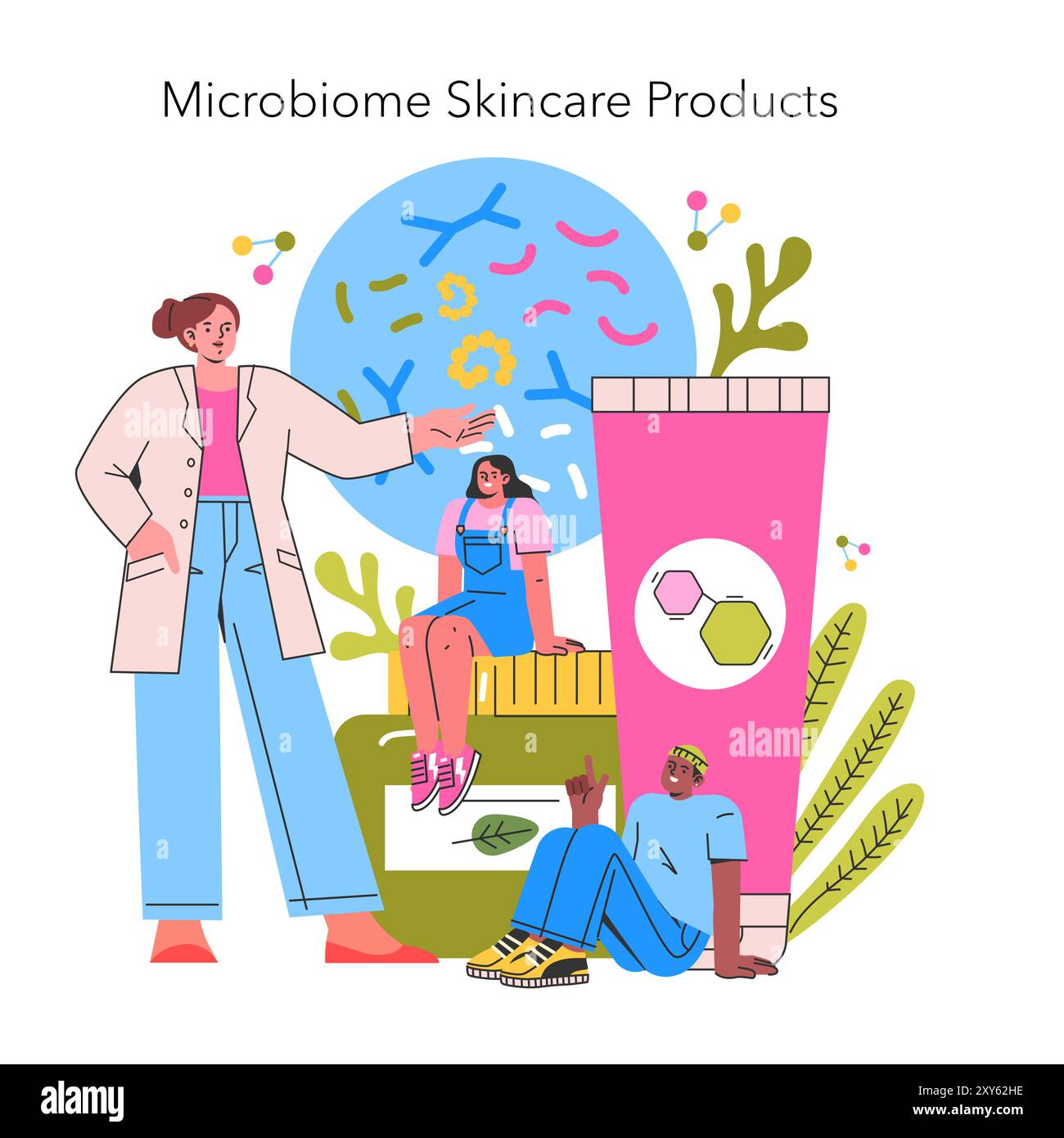 Skincare innovation concept. People exploring the benefits of ...