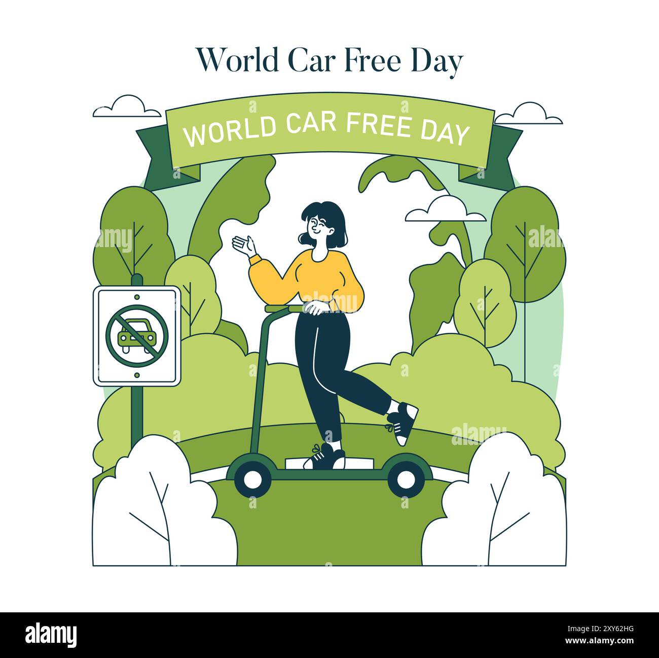 World Car Free Day concept. Eco-friendly transportation celebrated with ...