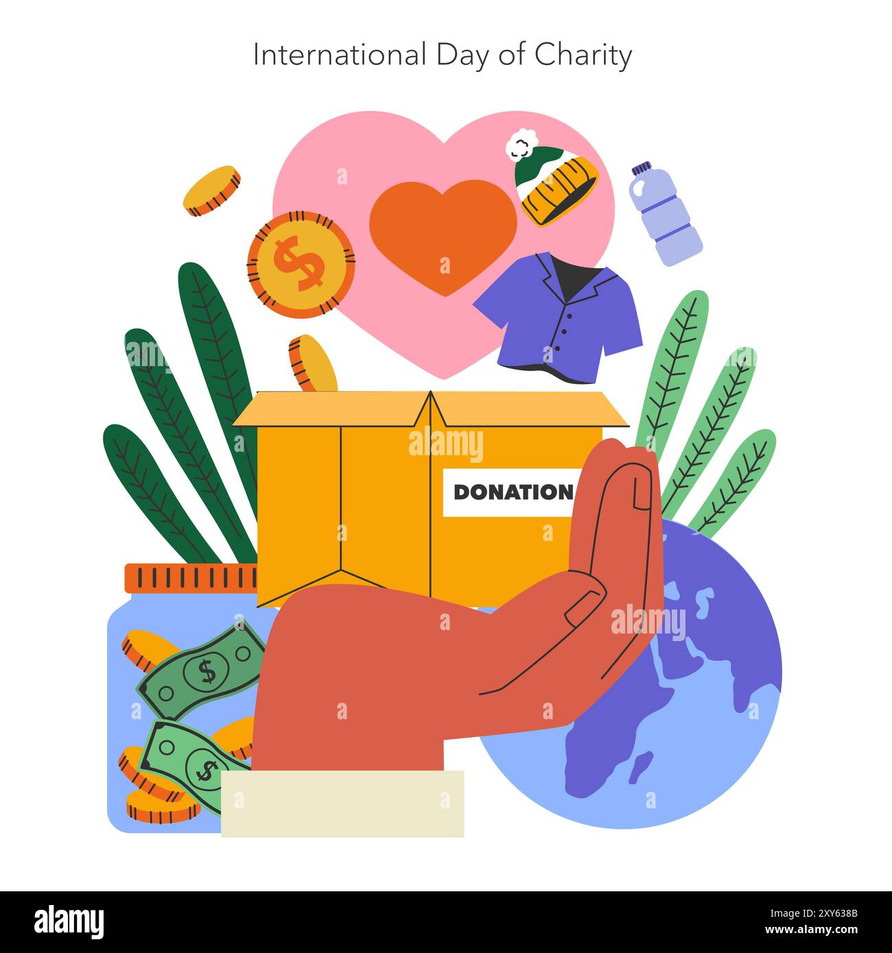 International Day of Charity concept. Illustration of generous ...