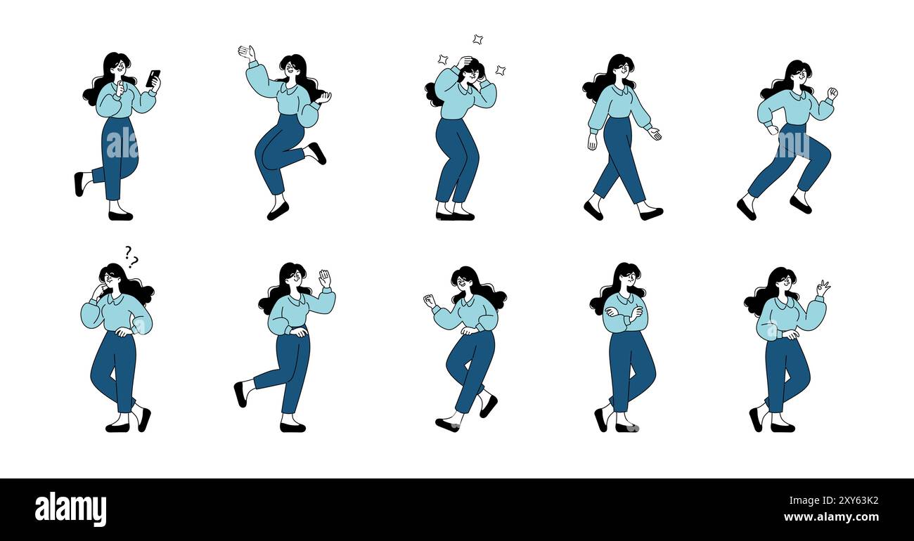 Business people set. Diverse collection of businesswoman poses ...