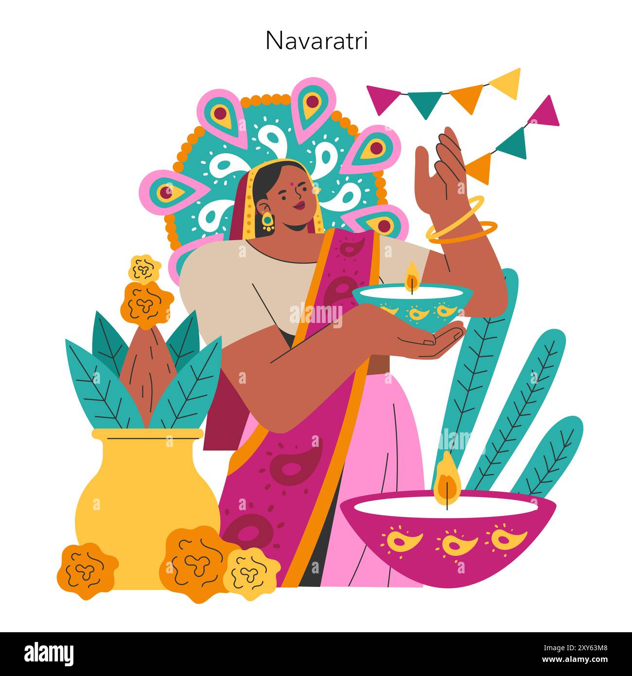 Woman performing ritual puja ceremony Cut Out Stock Images & Pictures ...