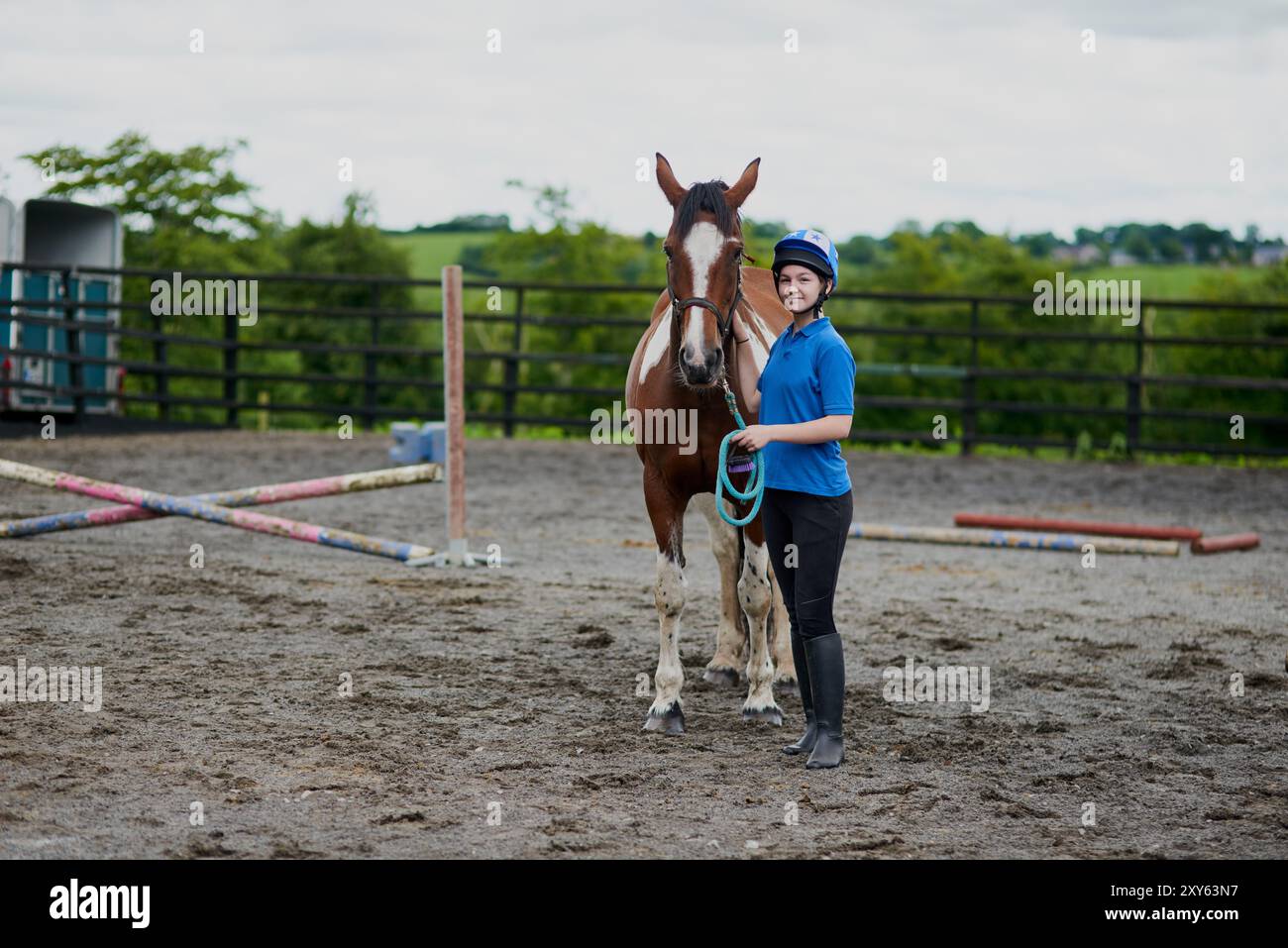 Girl, horse and portrait in nature for equestrian, development and ...