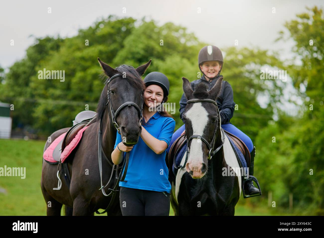 Girls, horse and portrait outdoor for equestrian, development and ...