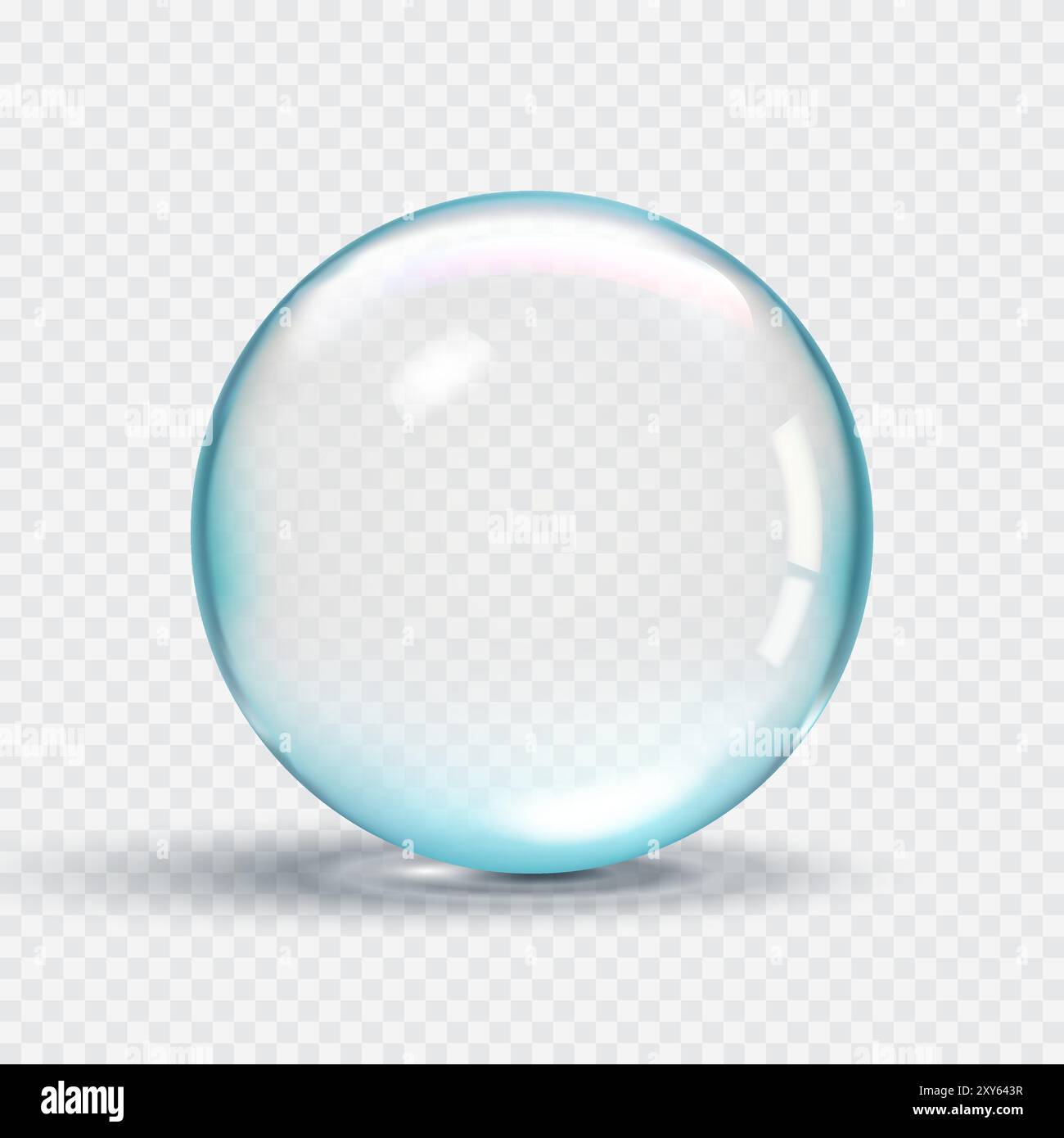 Glossy transparent clear water drop bubble with blue highlights. Vector ...