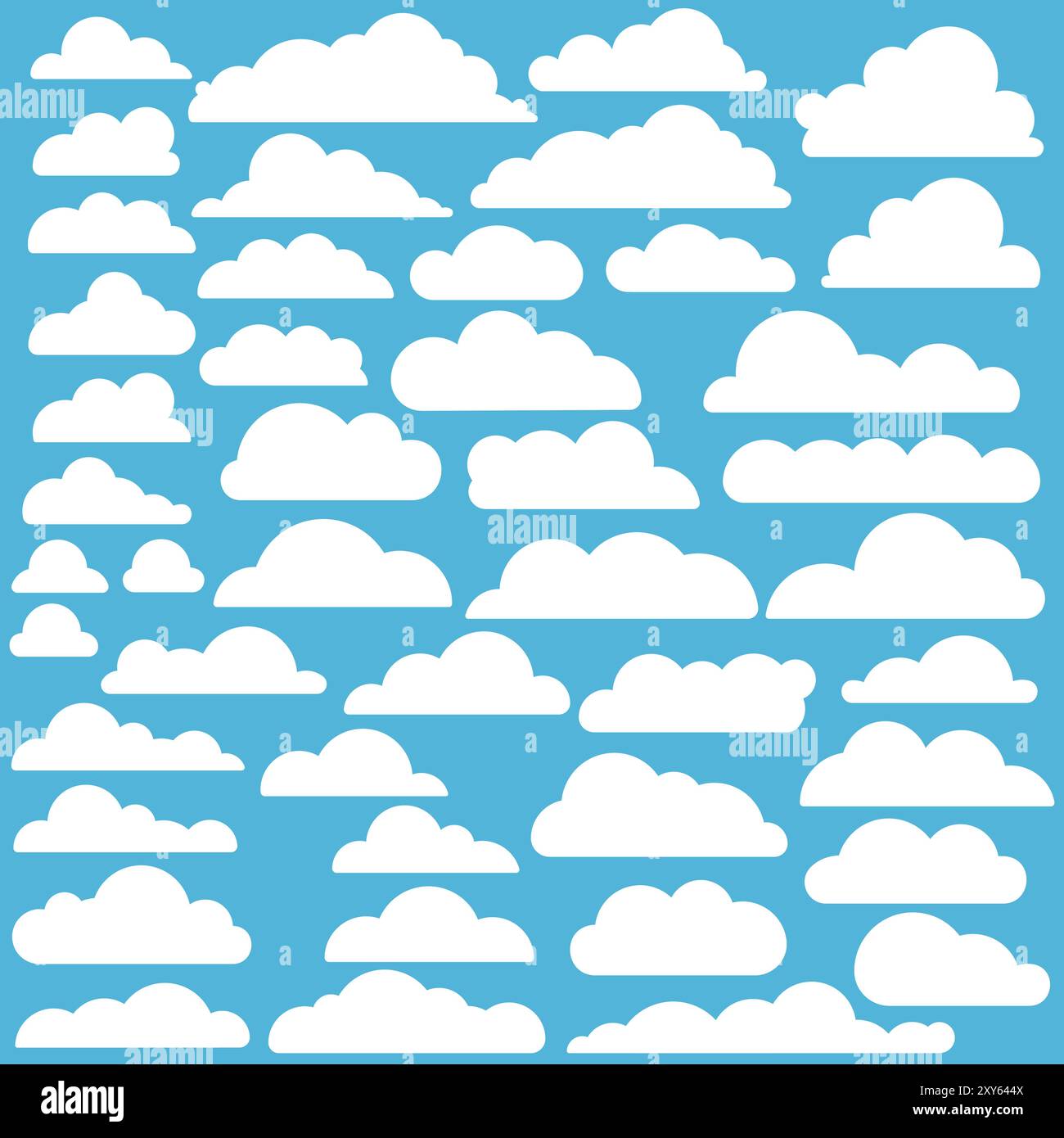 Simple white clouds pattern on blue background in flat style. Vector ...
