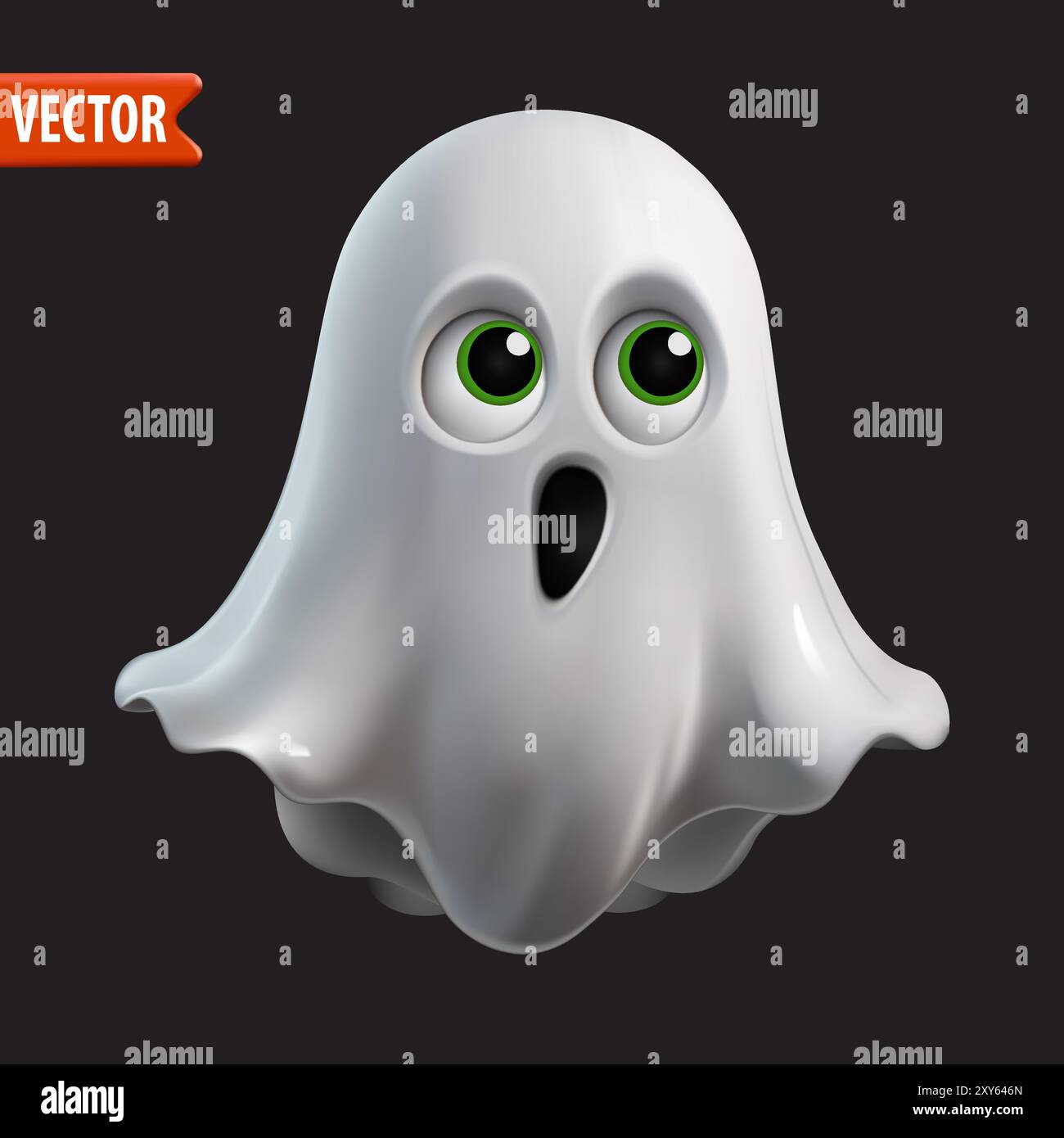 3D white ghost character with green eyes. Vector illustration Stock Vector Image & Art - Alamy