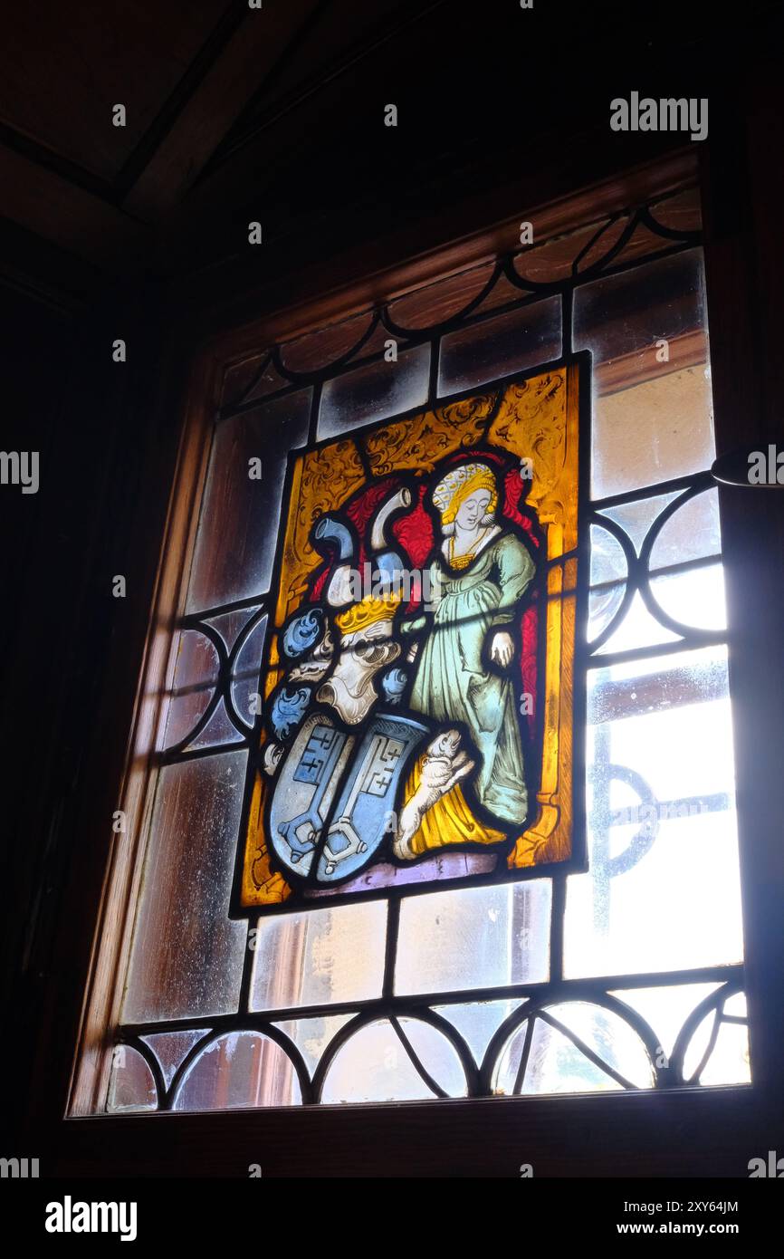 Stained glass window at Zamek Czocha - Castle Czocha Poland Stock Photo ...