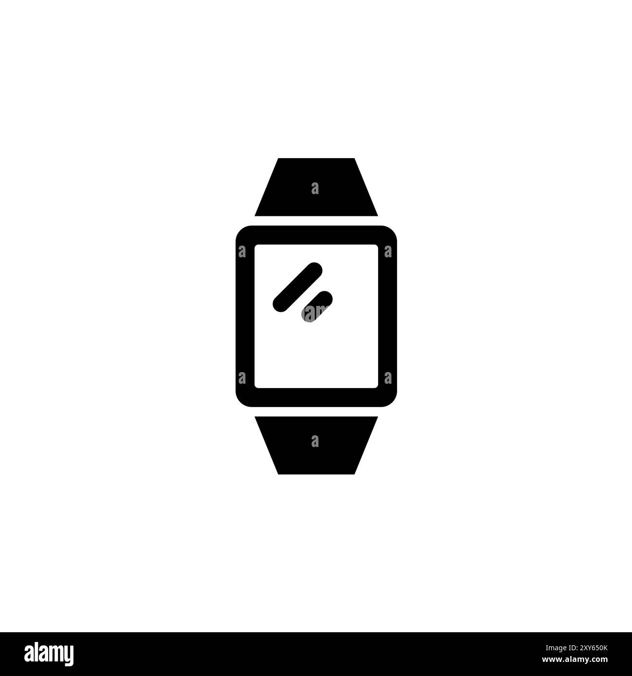 Smart Watch, Digital Clock Solid Flat Vector Icon Isolated on White ...