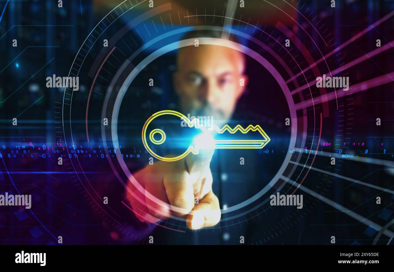 Cyber security and privacy protection with key symbol digital abstract ...