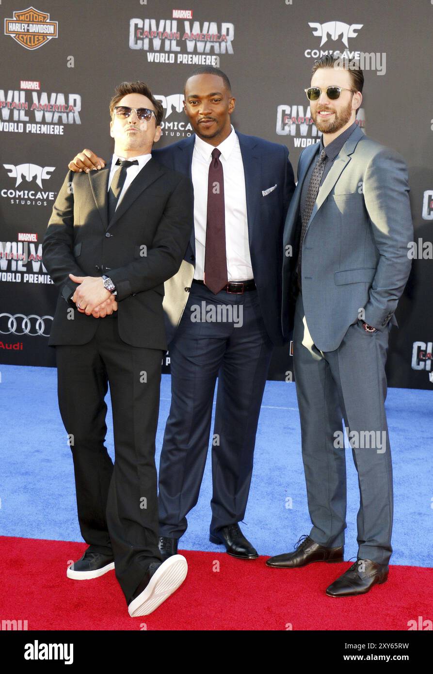 Robert Downey Jr., Anthony Mackie and Chris Evans at the World premiere ...