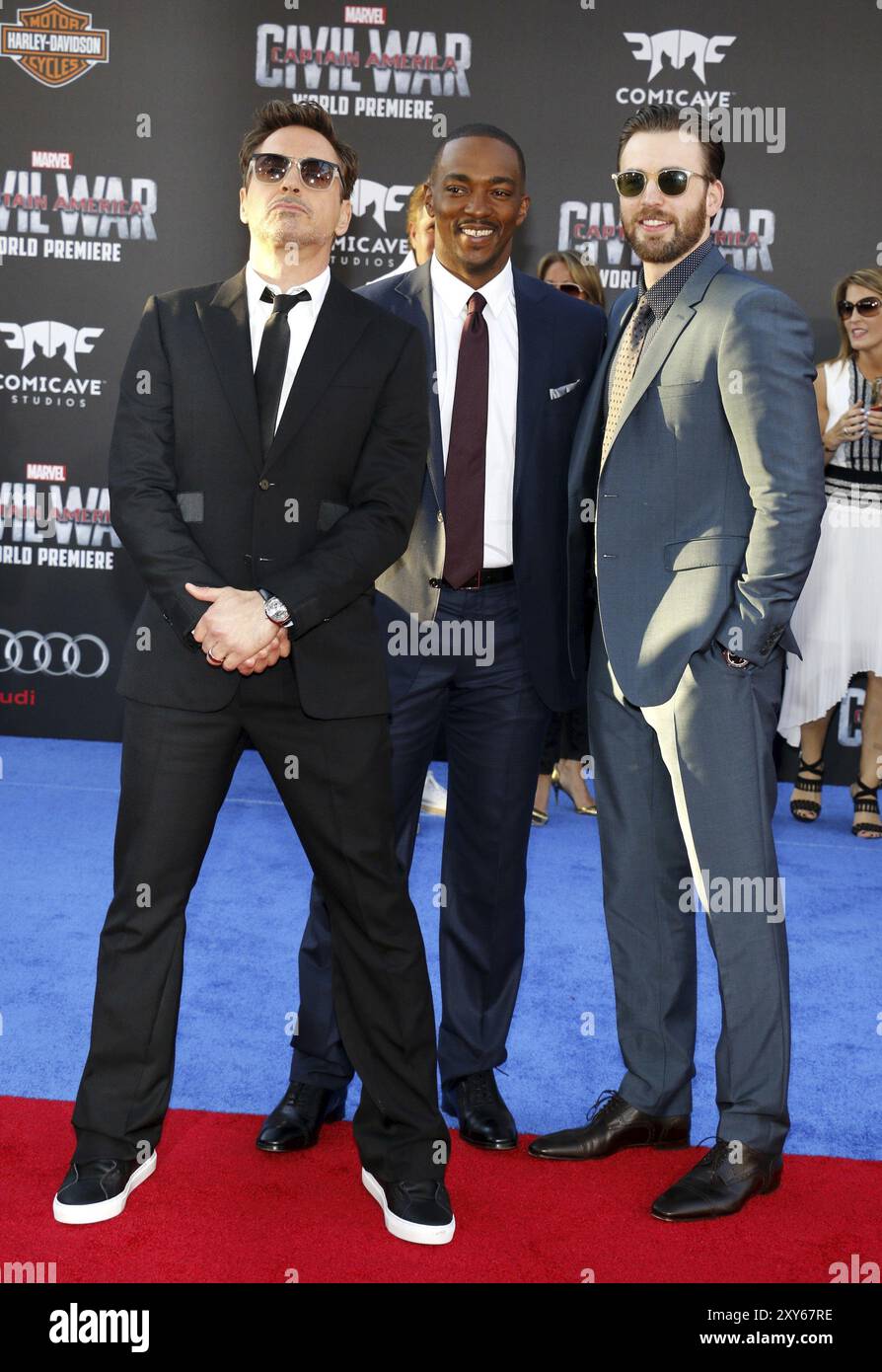 Robert Downey Jr., Anthony Mackie and Chris Evans at the World premiere ...