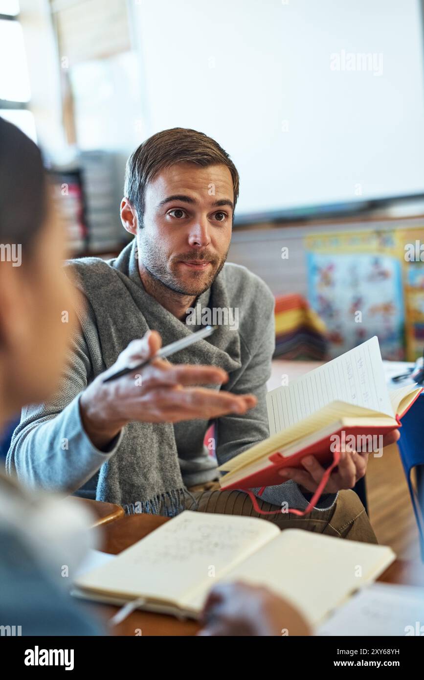 Revision, students and classroom for group assignment with education on ...