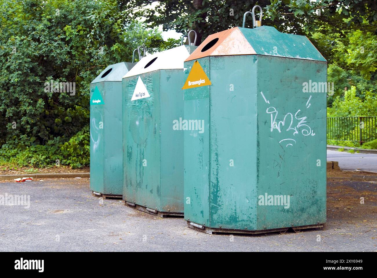 Waste glass container Stock Photo - Alamy