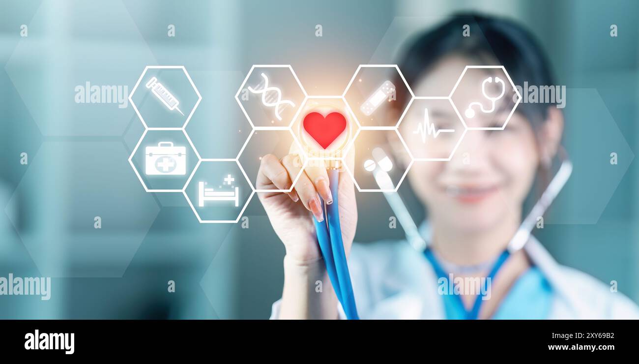 Modern Doctor Interacting with Futuristic Medical Interface in a ...